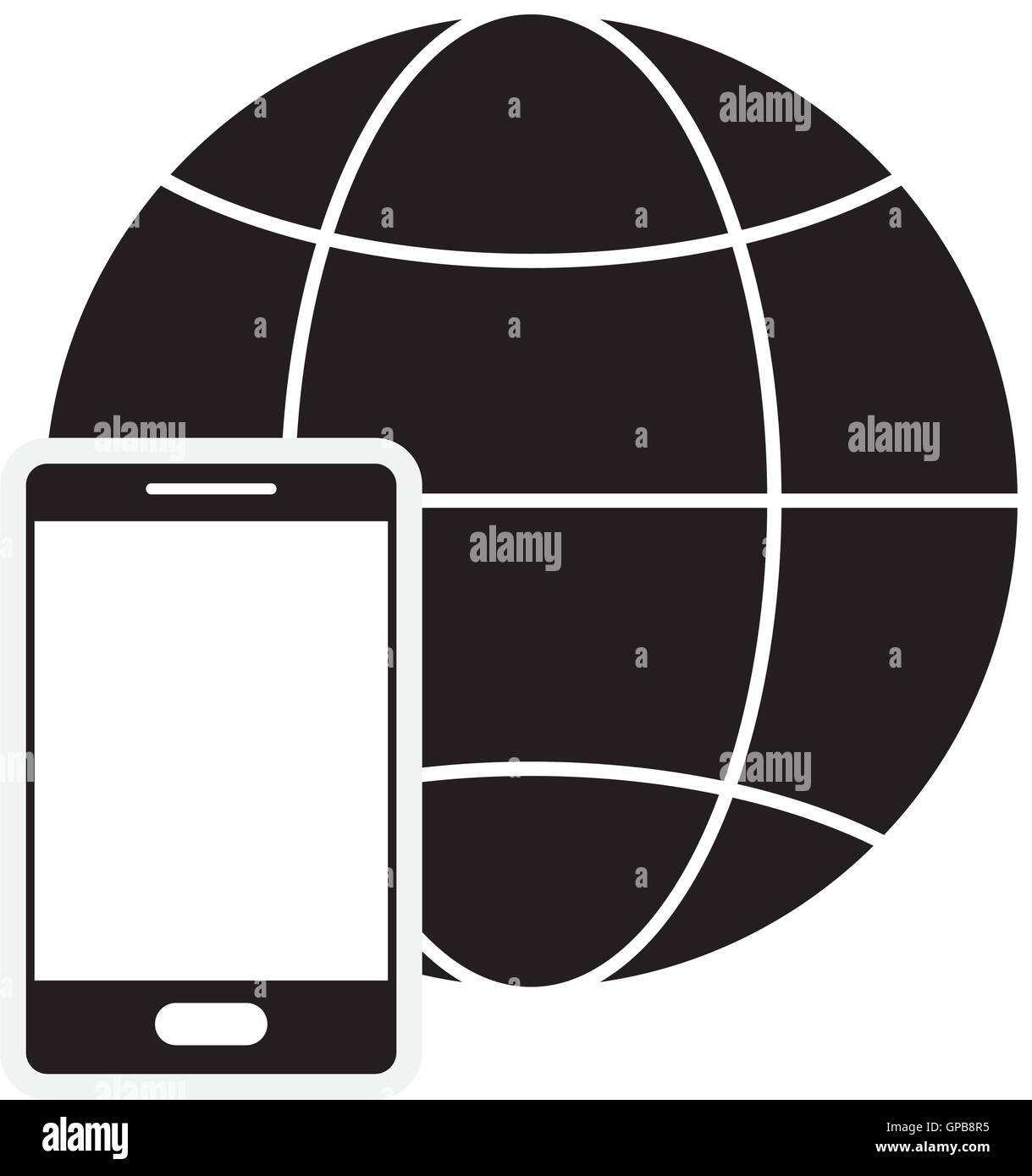 earth globe diagram and cellphone icon Stock Vector Image & Art - Alamy