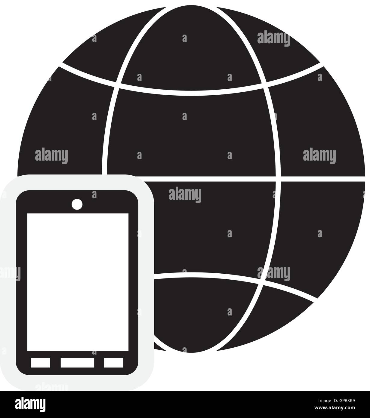 earth globe diagram and cellphone icon Stock Vector Image & Art - Alamy