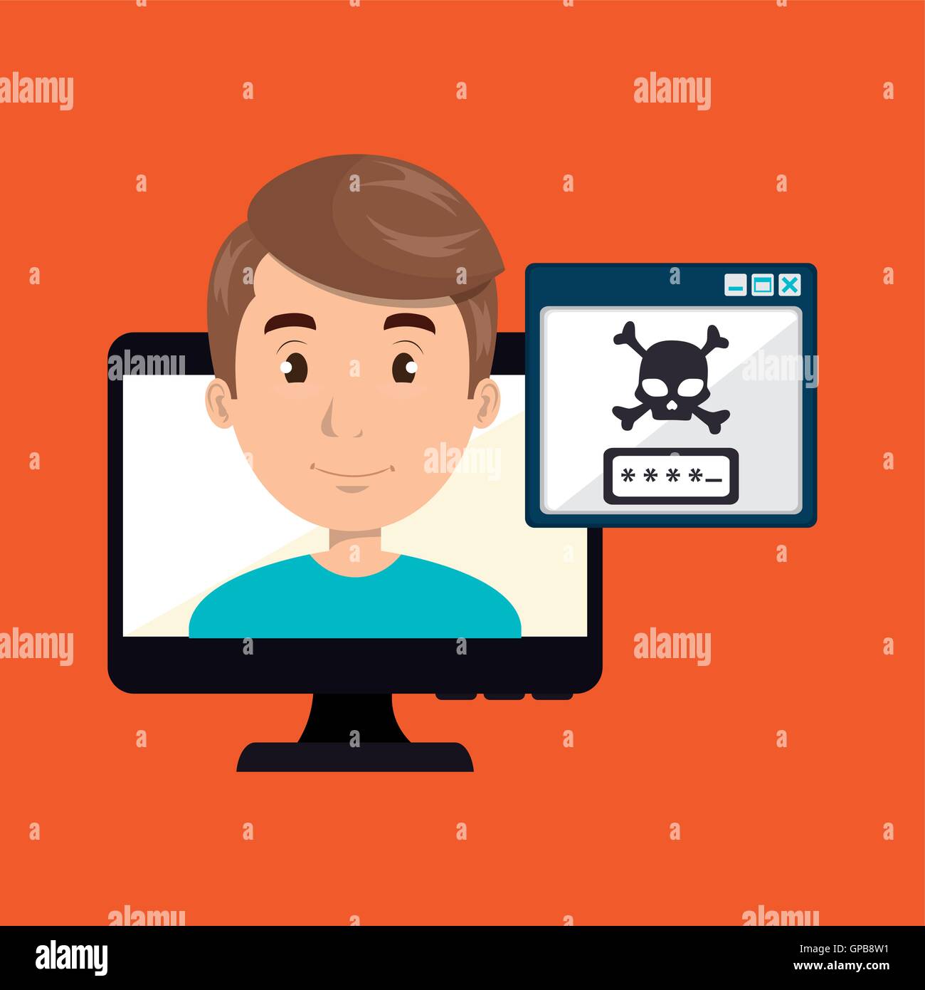 Man computer crash flat screen Stock Vector Images - Alamy
