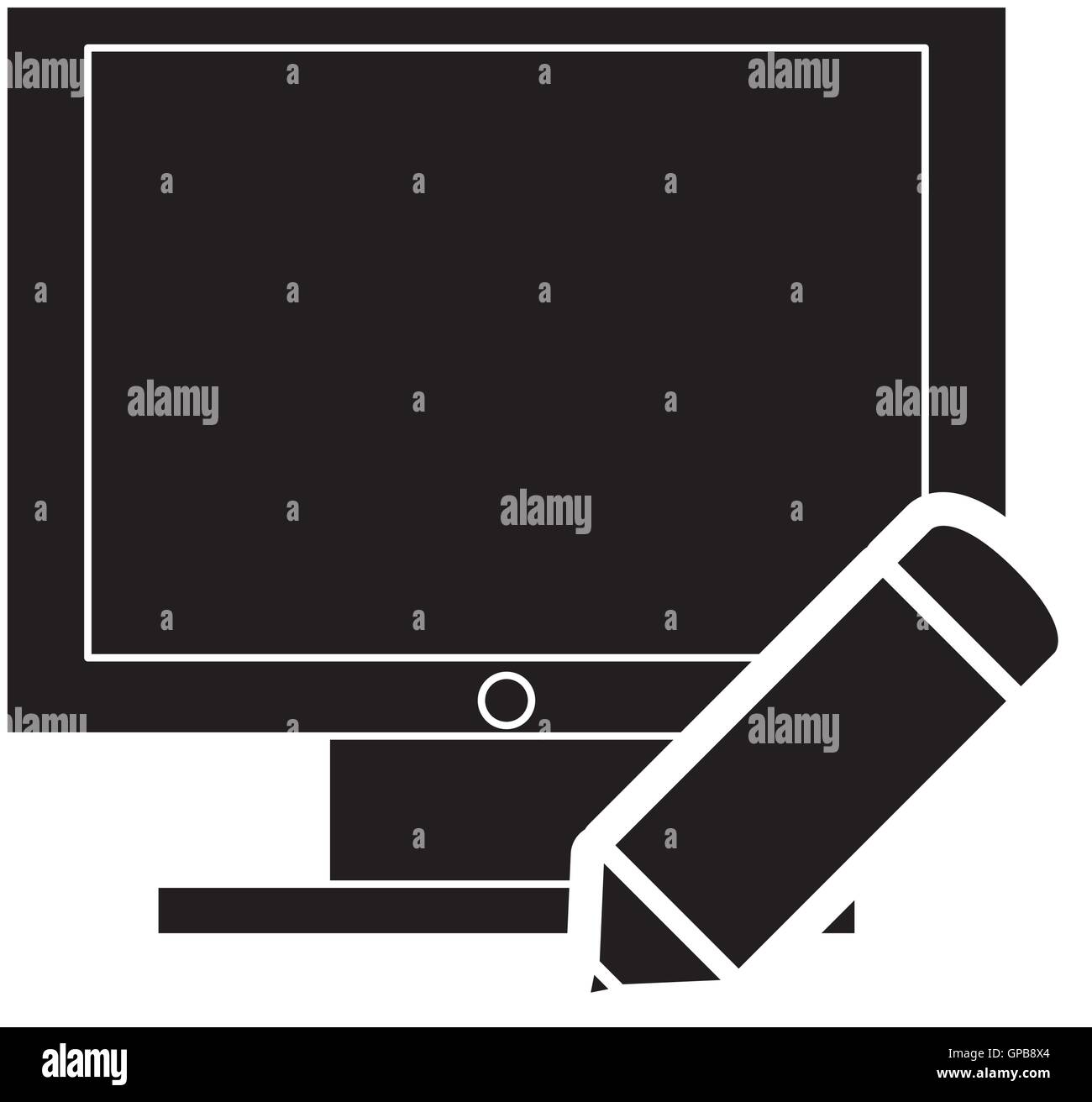 pencil and computer monitor icon Stock Vector Image & Art - Alamy