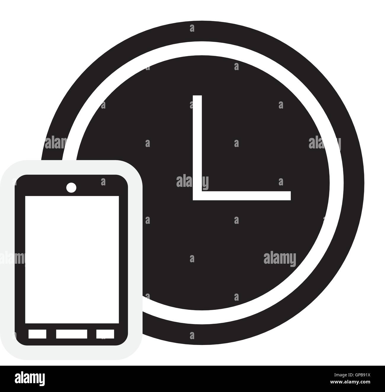clock and cellphone icon Stock Vector Image & Art - Alamy