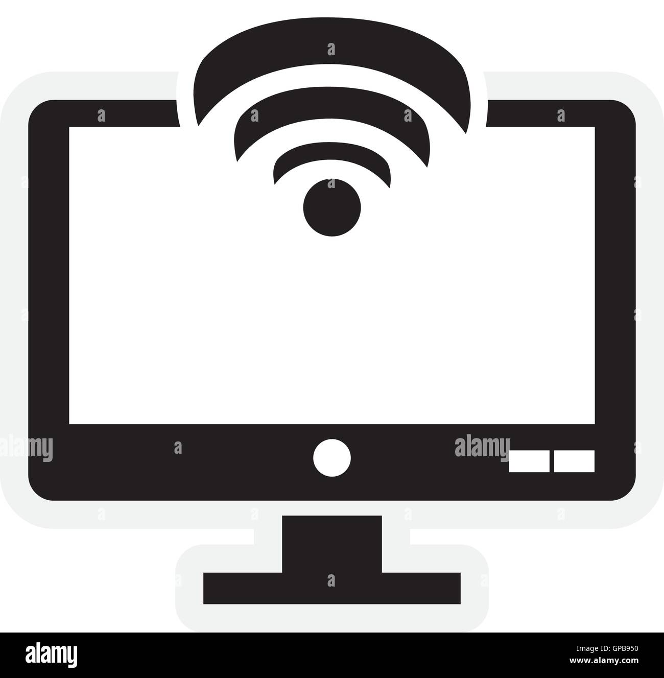 wifi signal and computer monitor icon Stock Vector Image & Art - Alamy