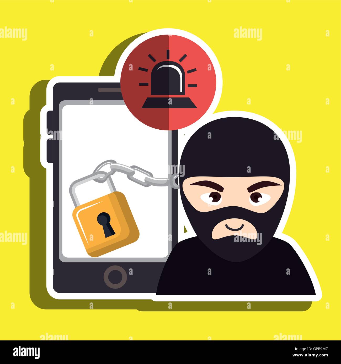 Hacker alarm padlock cyber Stock Vector Images - Alamy
