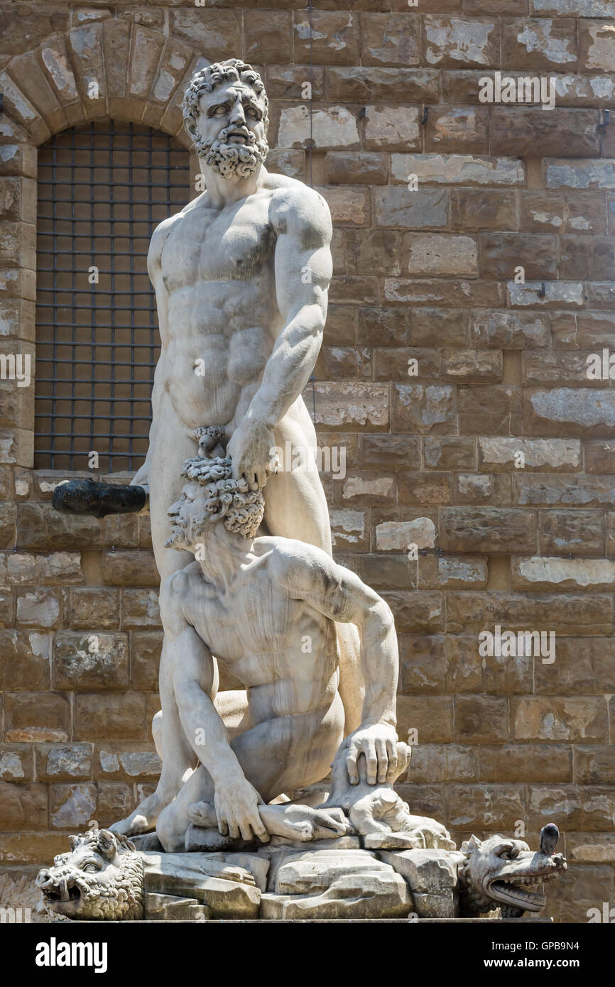 Hercules and Cacus sculpture to the right of the entrance of the ...