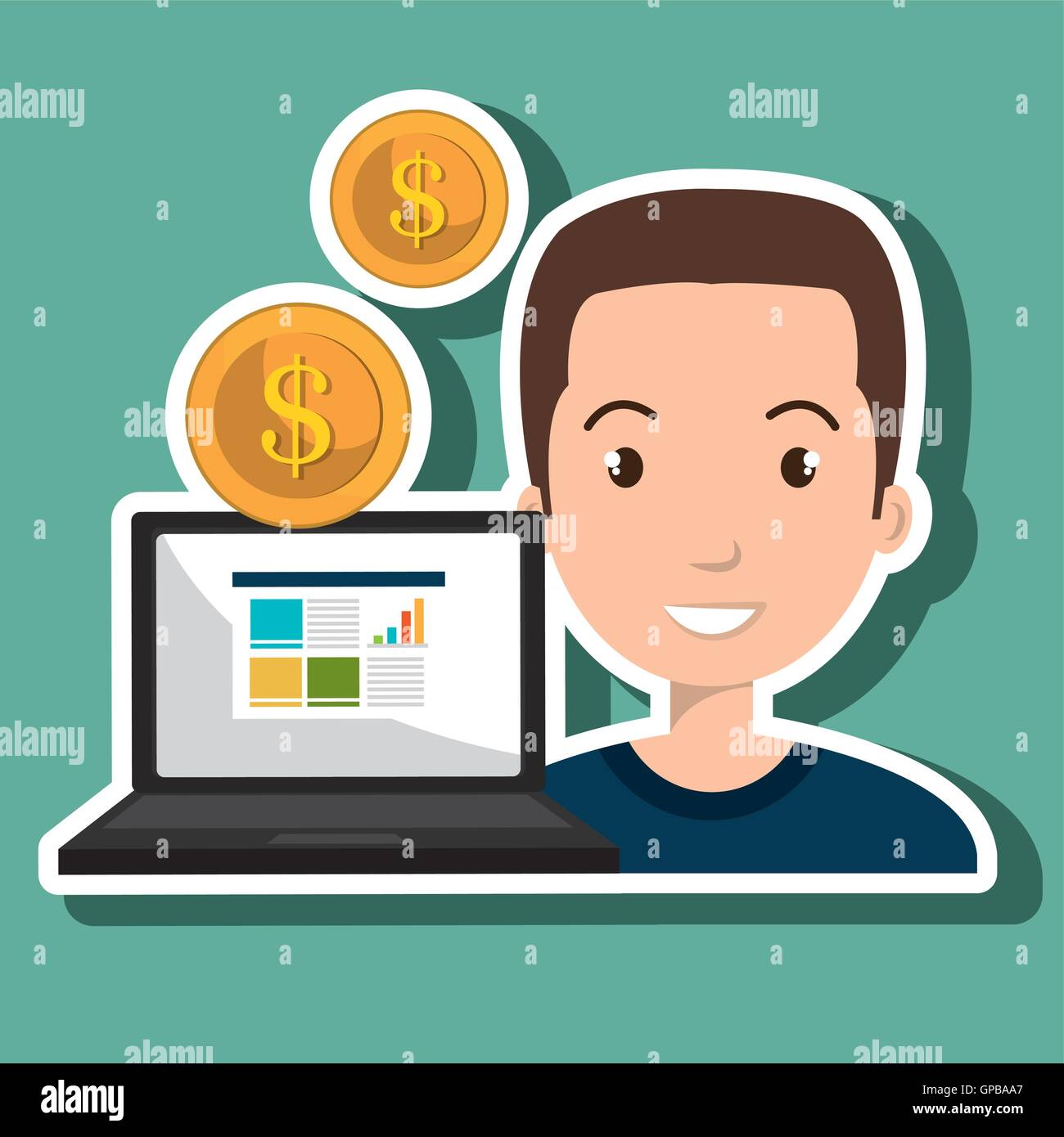man laptop money coin Stock Vector Image & Art - Alamy