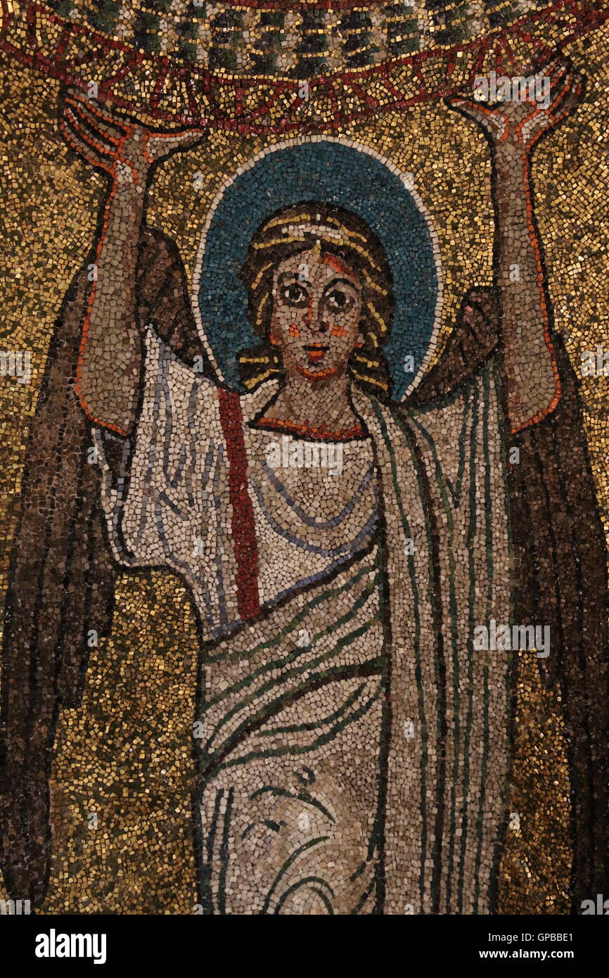 Byzantine fresco in the Basilica of Saint Praxedes in Rome Stock Photo ...