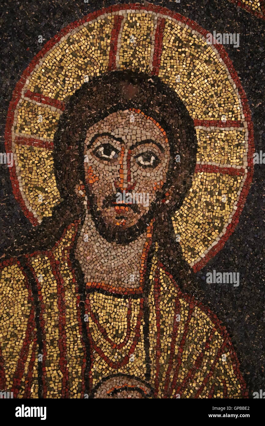 Byzantine fresco in the Basilica of Saint Praxedes in Rome Stock Photo ...