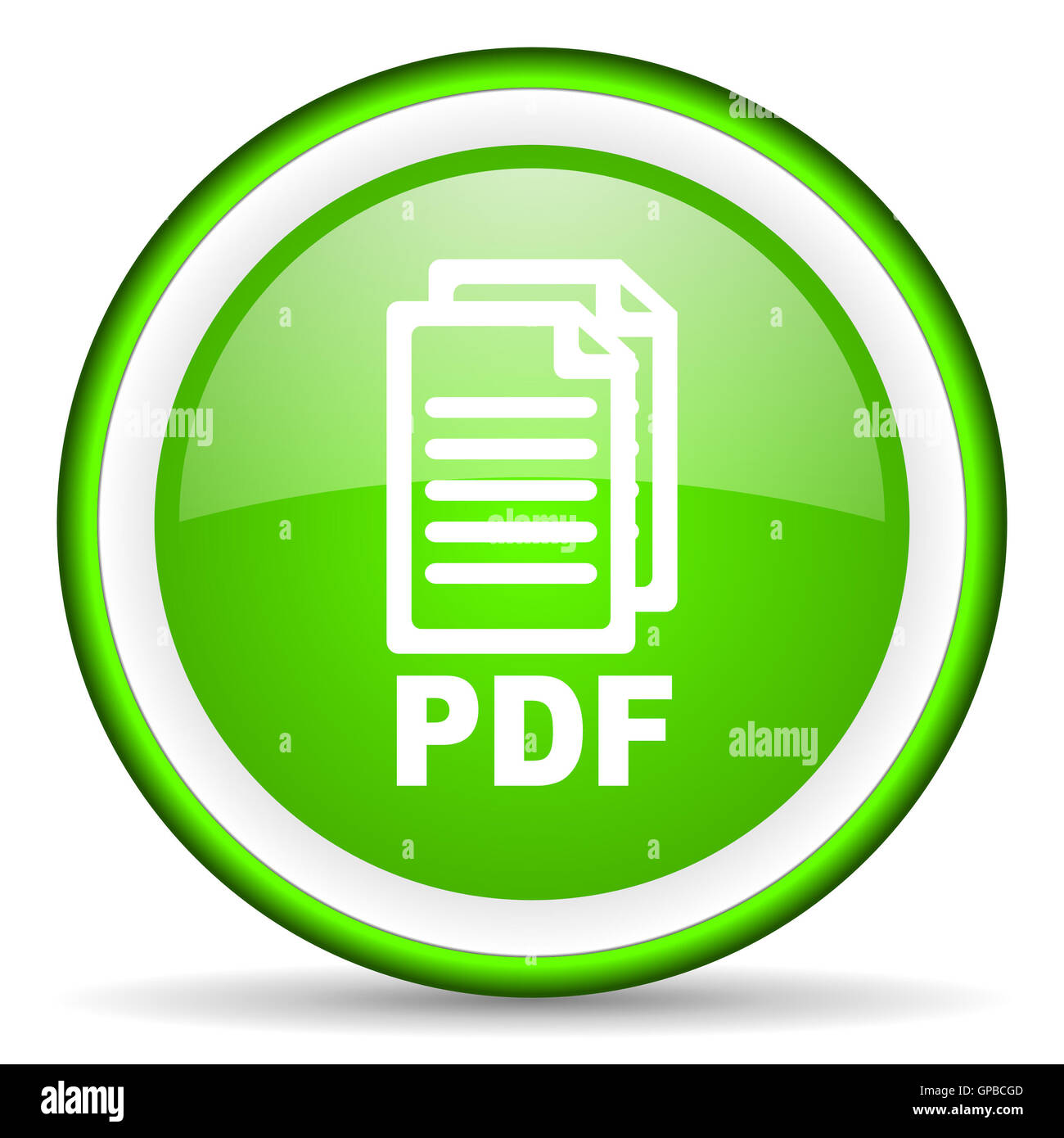 pdf green glossy icon on white background Stock Photo - Alamy
