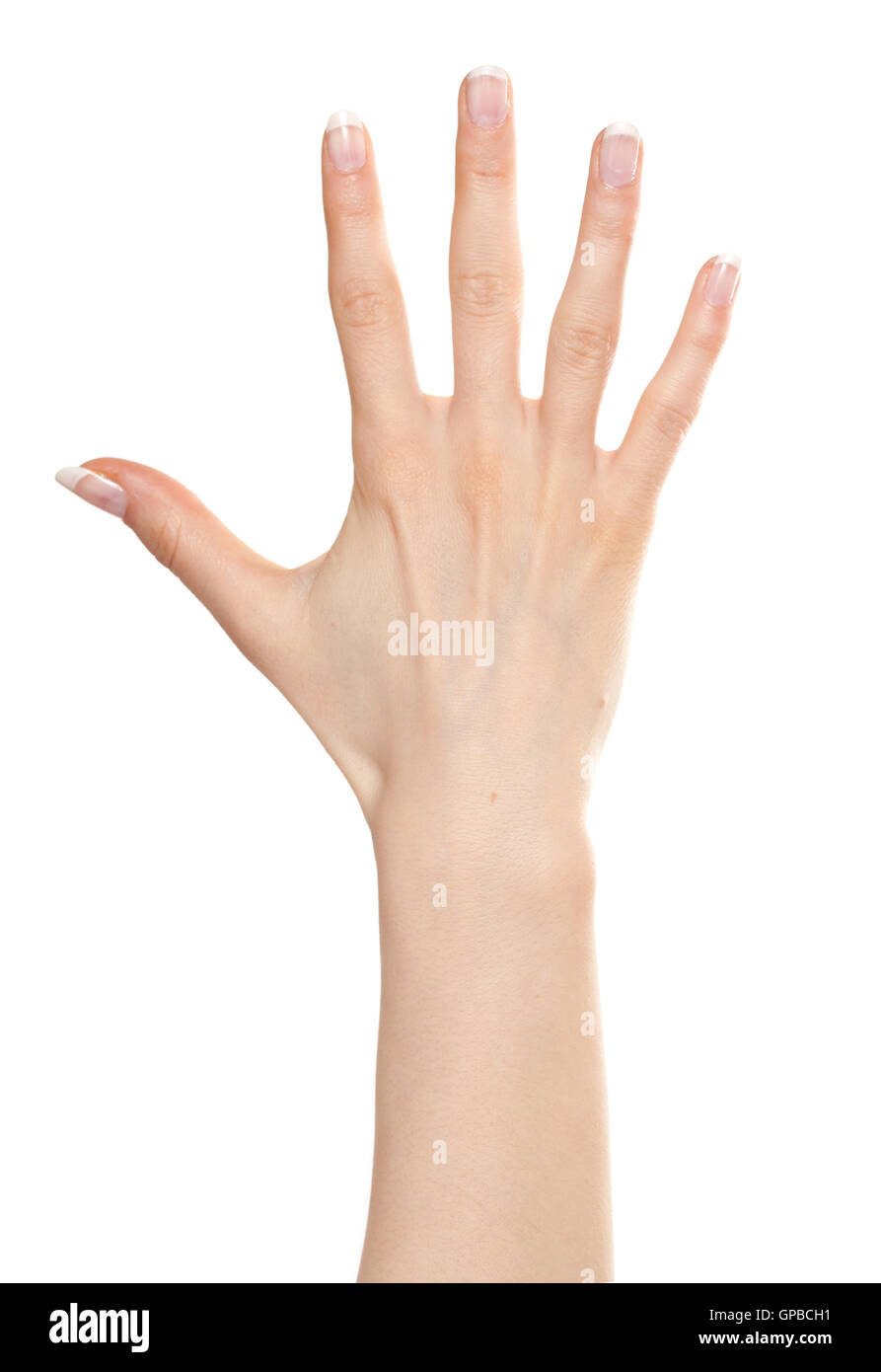 Woman hand number five Stock Photo - Alamy