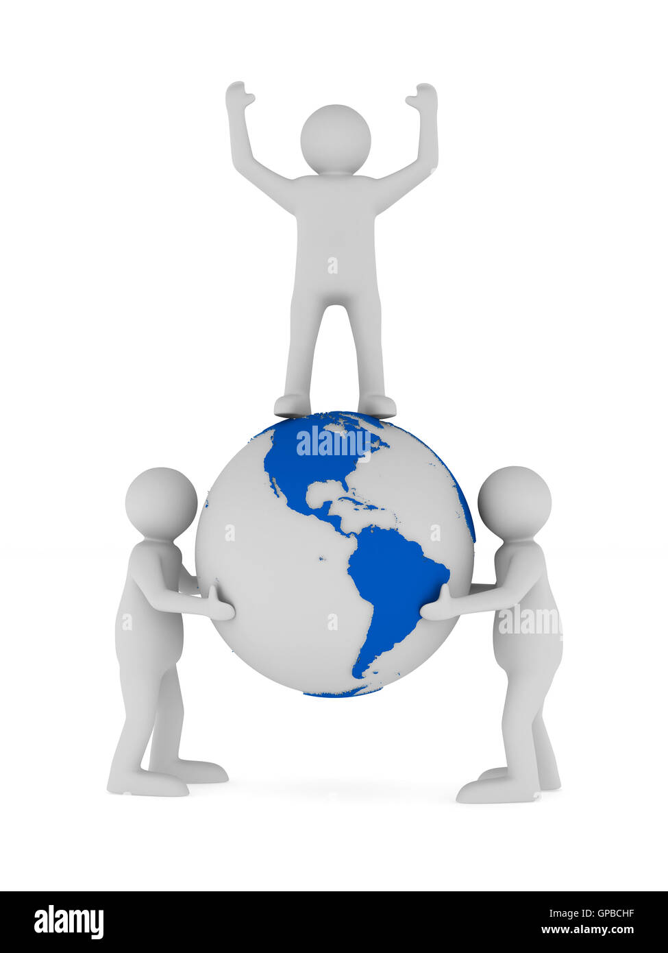 people and globe on white background. Isolated 3D image Stock Photo - Alamy