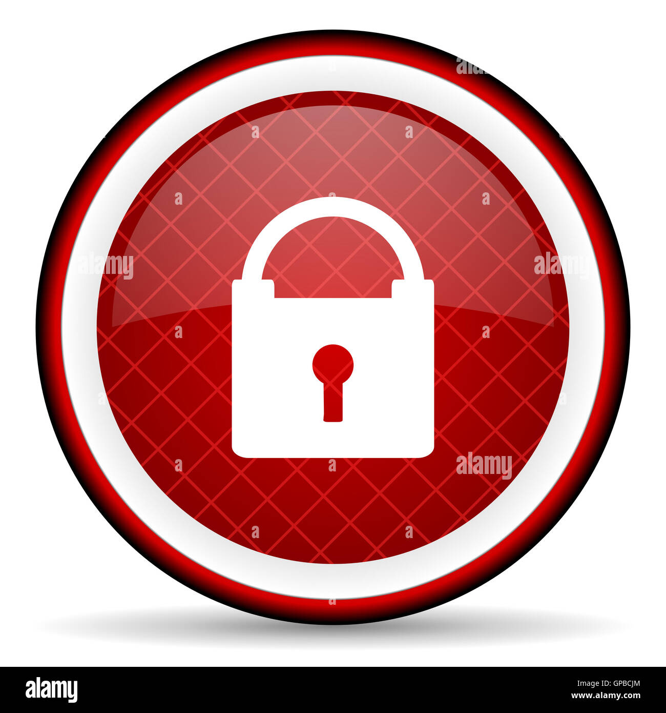 protect red glossy icon on white background Stock Photo - Alamy