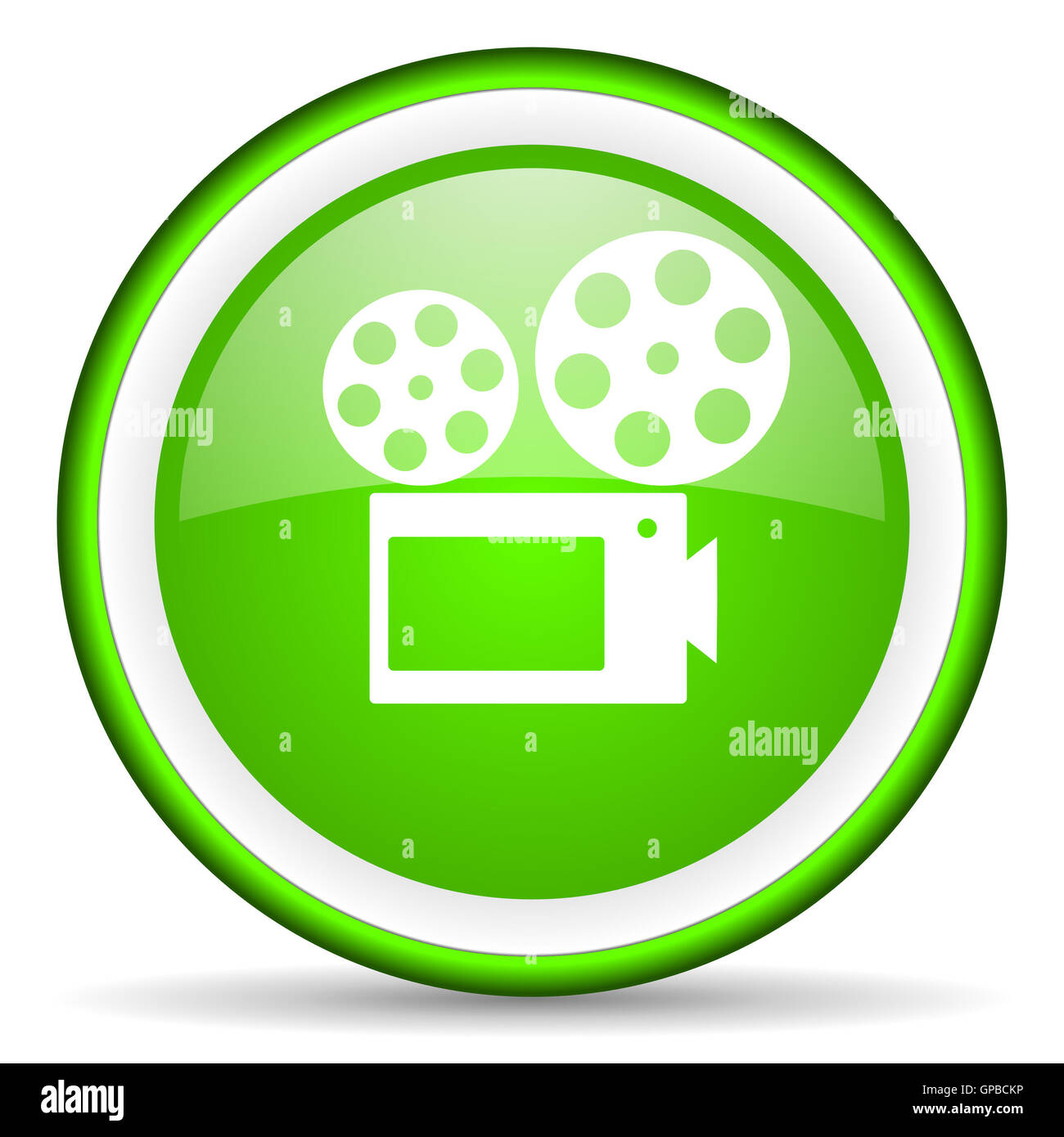 cinema green glossy icon on white background Stock Photo - Alamy