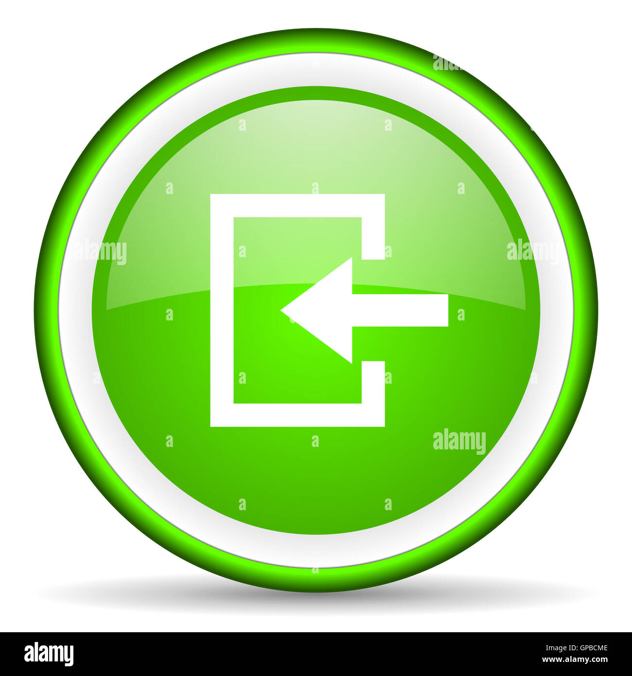 enter green glossy icon on white background Stock Photo - Alamy
