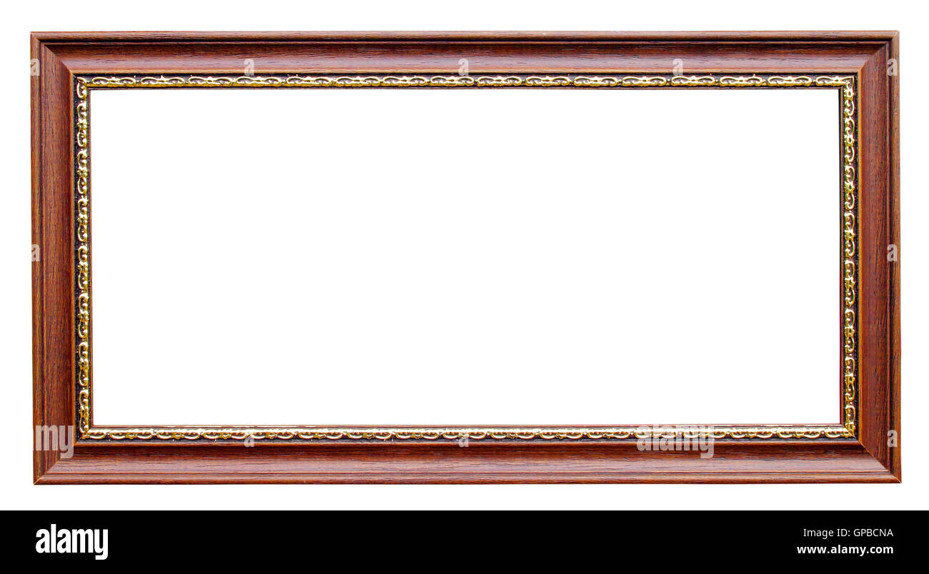 Gold and wood frame on white background Stock Photo - Alamy