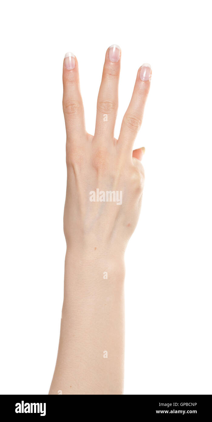 Woman hand number three Stock Photo - Alamy