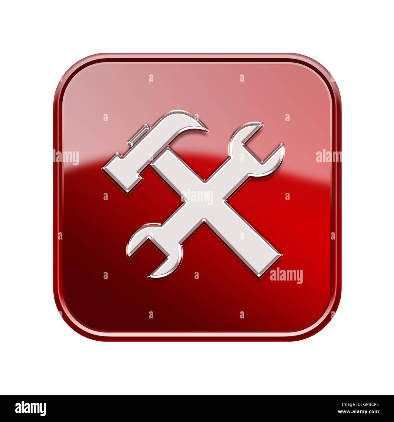 Tools icon glossy red, isolated on white background Stock Photo - Alamy