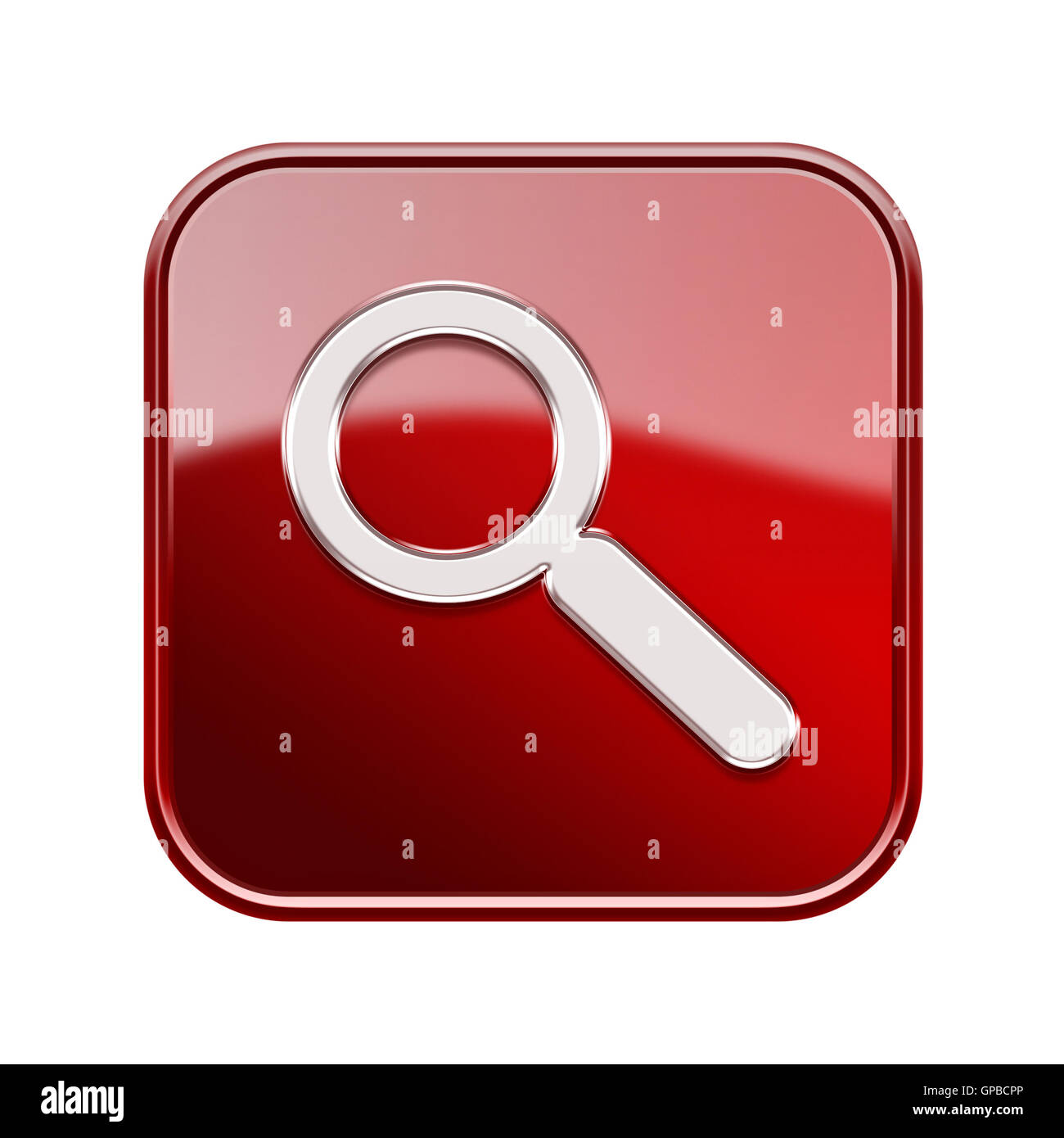 Magnifier icon red, isolated on white background Stock Photo - Alamy