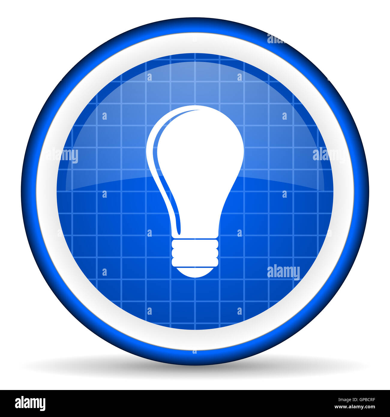 light bulb blue glossy icon on white background Stock Photo - Alamy