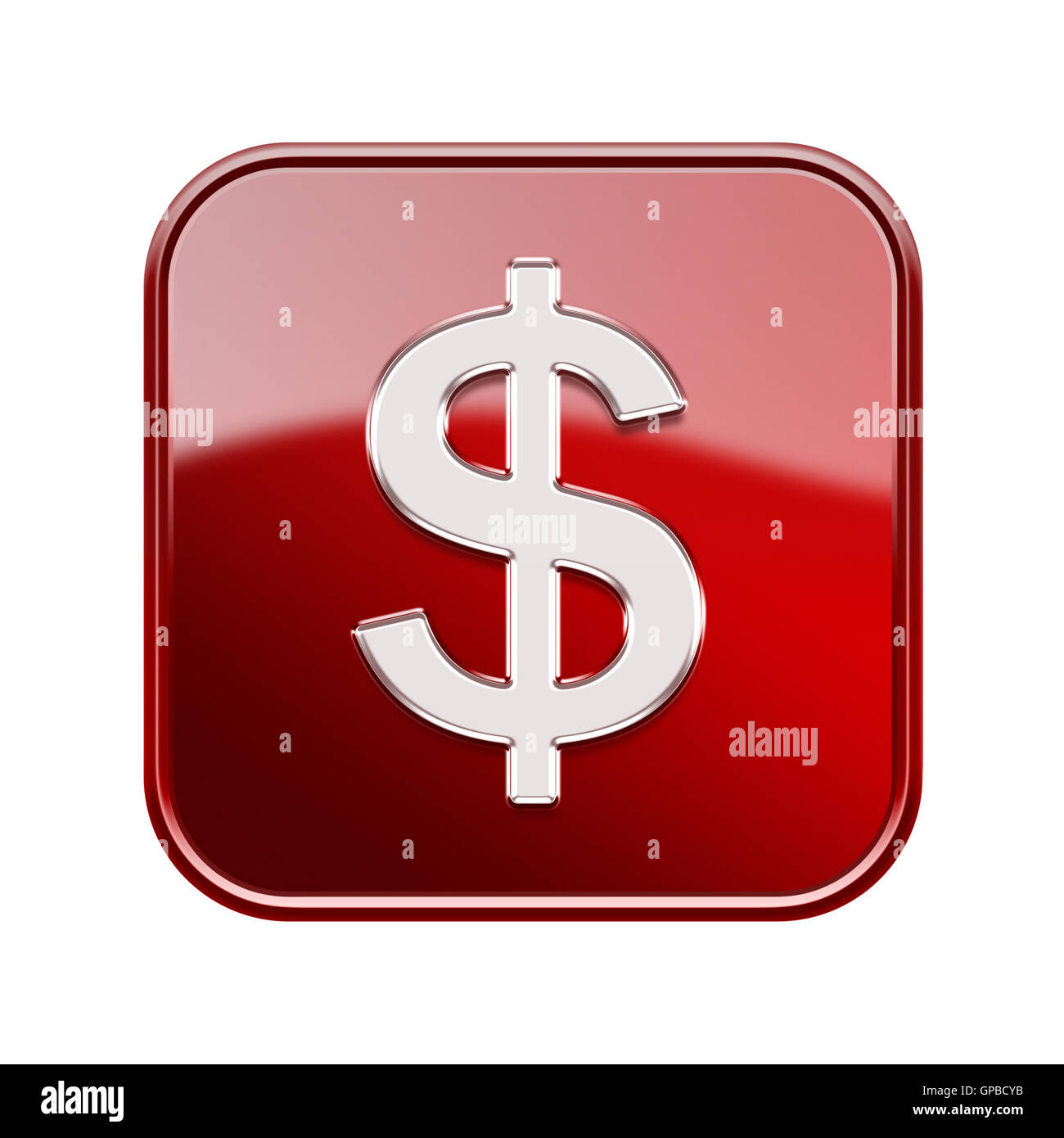 Dollar icon glossy red, isolated on white background Stock Photo - Alamy