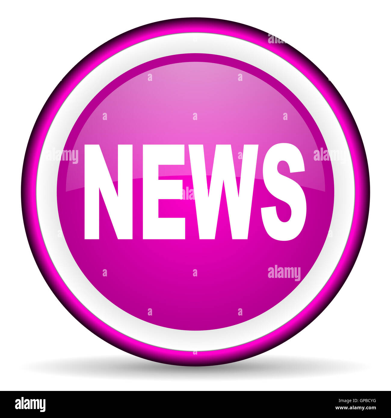 news violet glossy icon on white background Stock Photo - Alamy