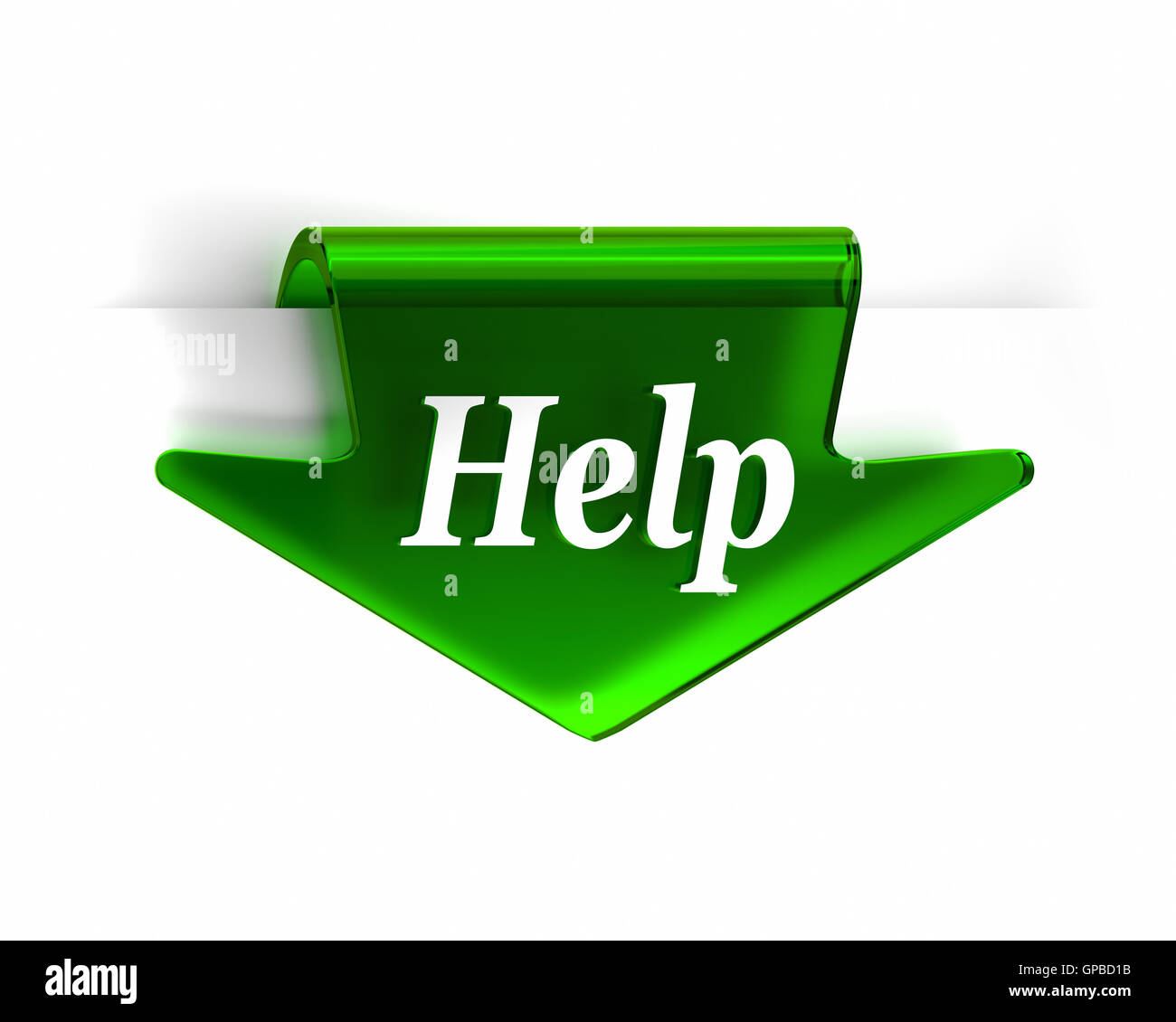Help Green Arrow Stock Photo - Alamy