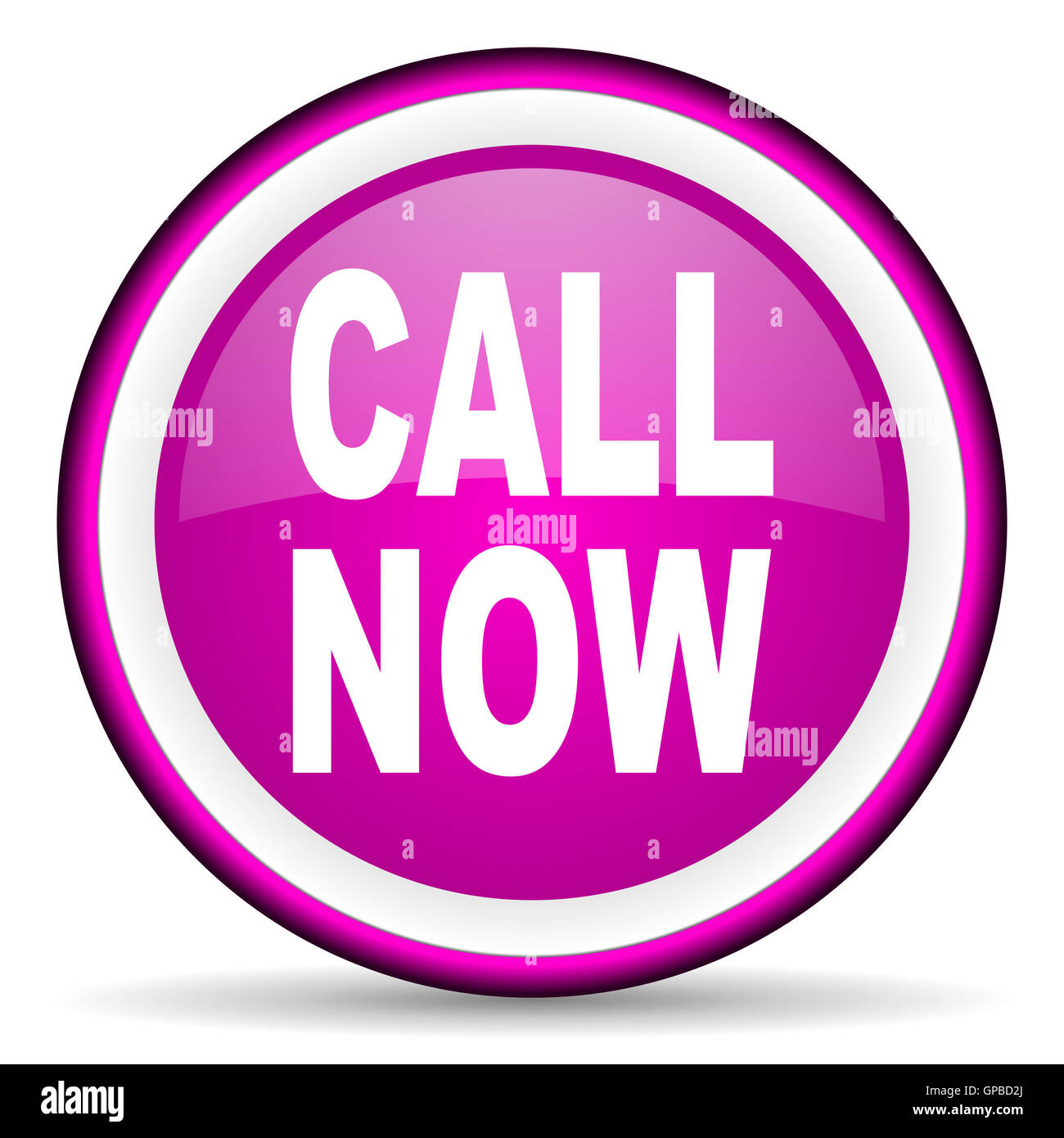 call now violet glossy icon on white background Stock Photo - Alamy