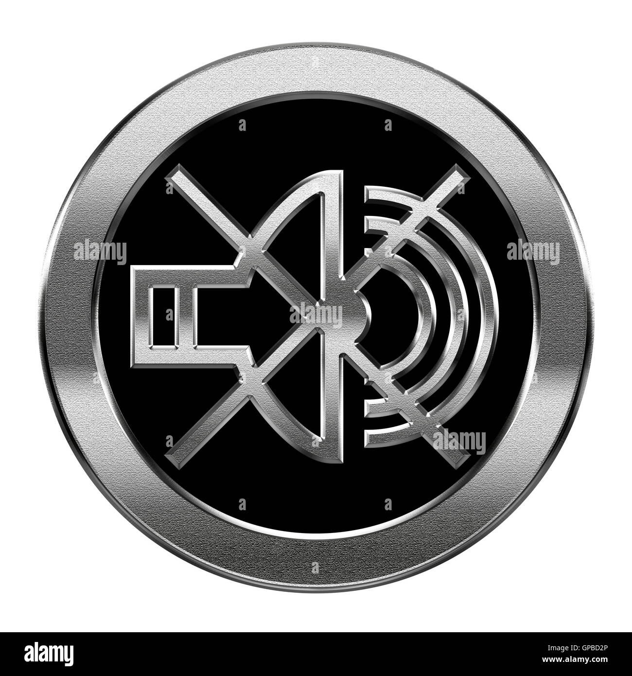 speaker off icon silver, isolated on white background Stock Photo - Alamy