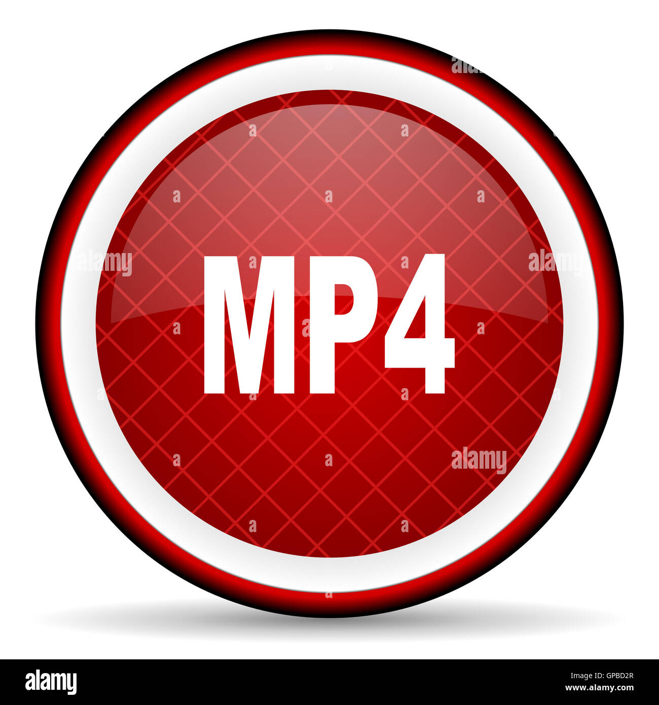 mp4 red glossy icon on white background Stock Photo - Alamy