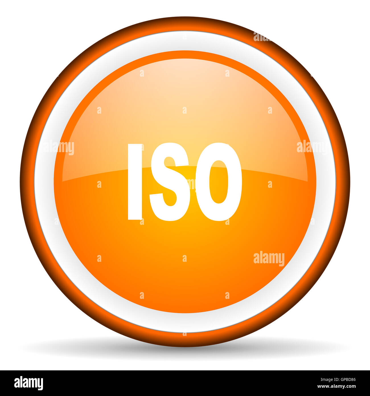 iso orange glossy circle icon on white background Stock Photo - Alamy