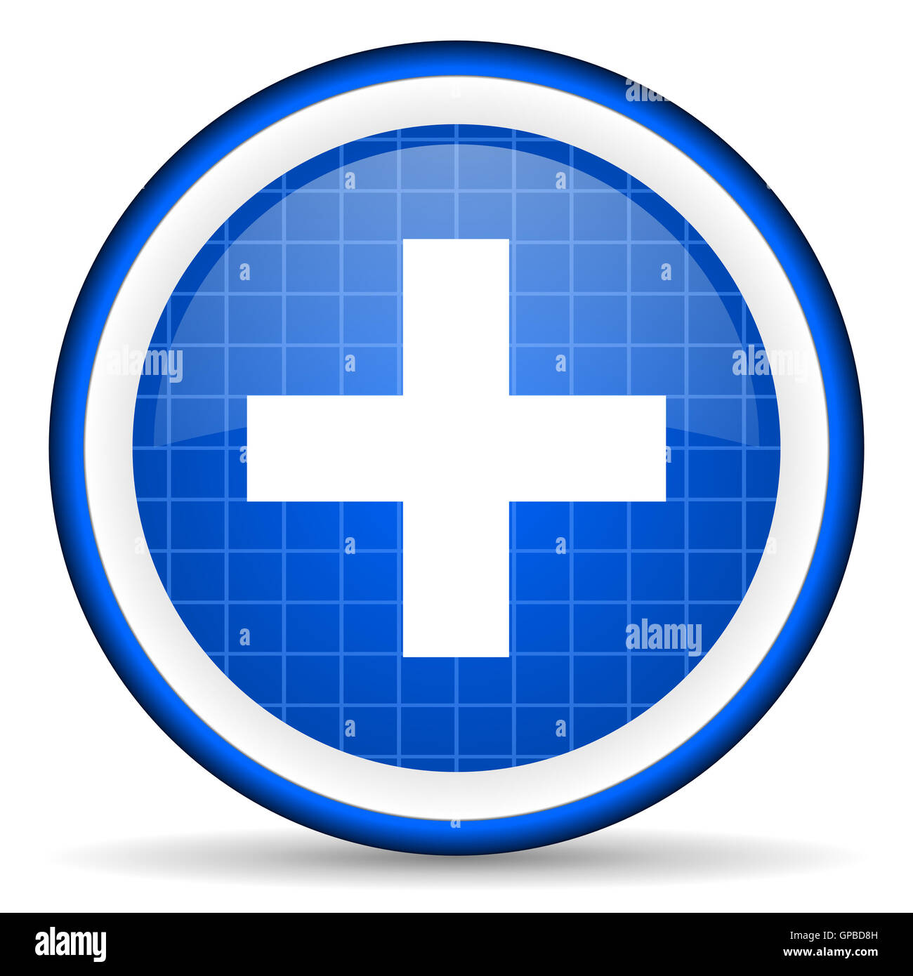 emergency blue glossy icon on white background Stock Photo - Alamy