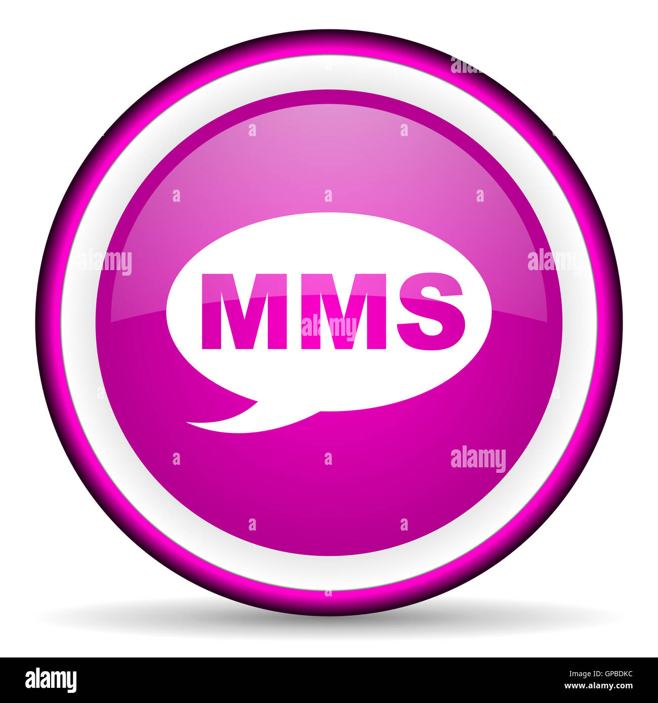mms violet glossy icon on white background Stock Photo - Alamy