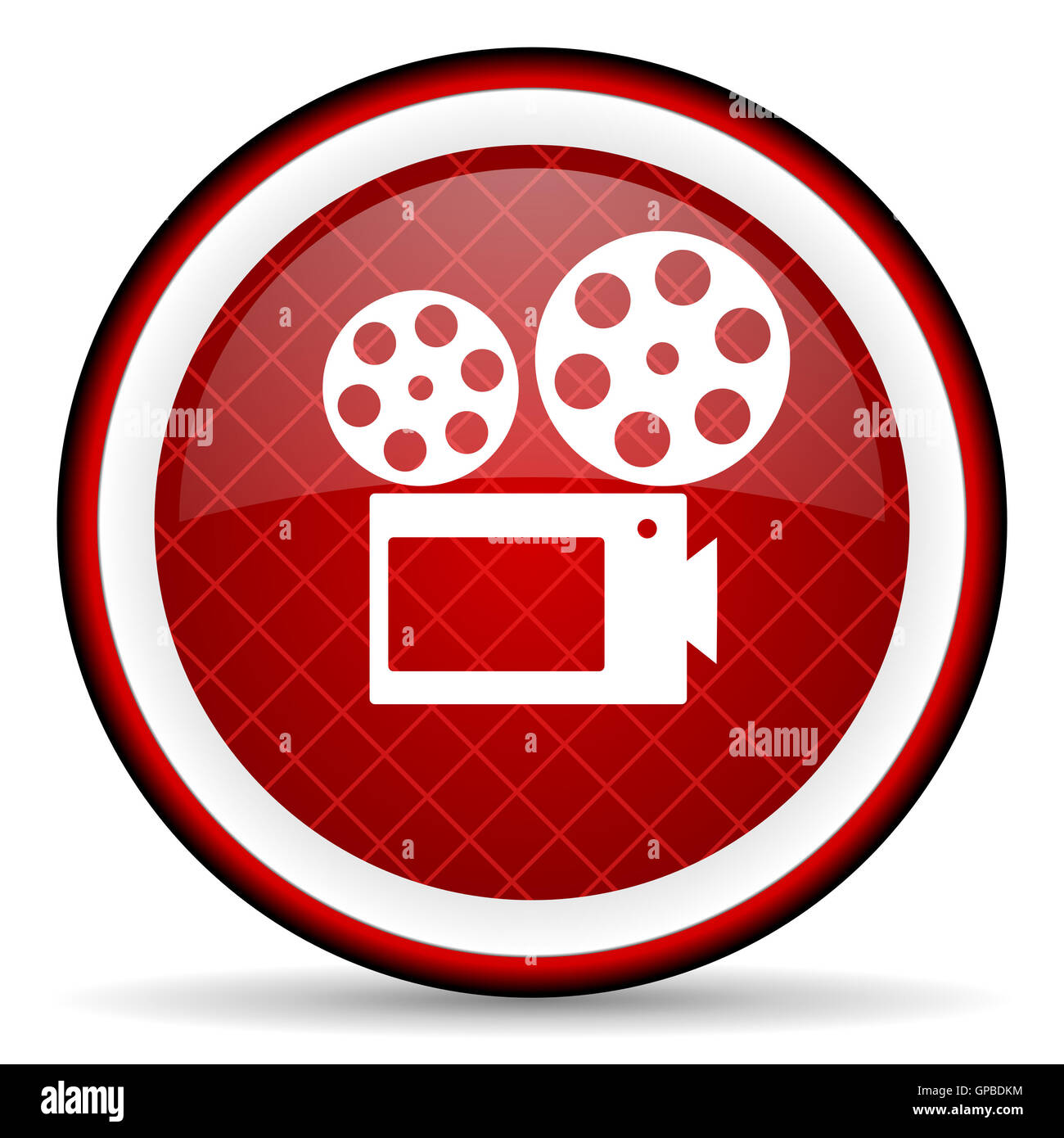 cinema red glossy icon on white background Stock Photo - Alamy