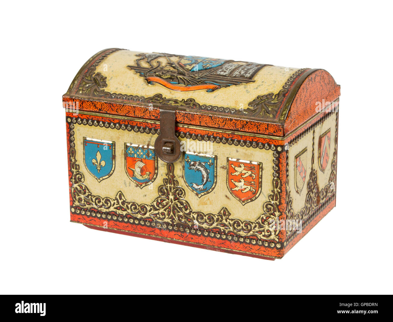 Very old metal chest, isolated Stock Photo - Alamy