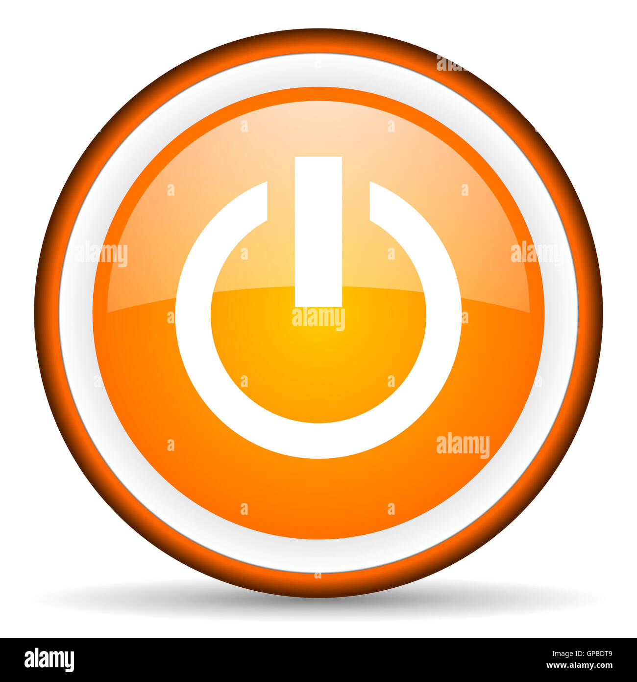 power orange glossy circle icon on white background Stock Photo - Alamy