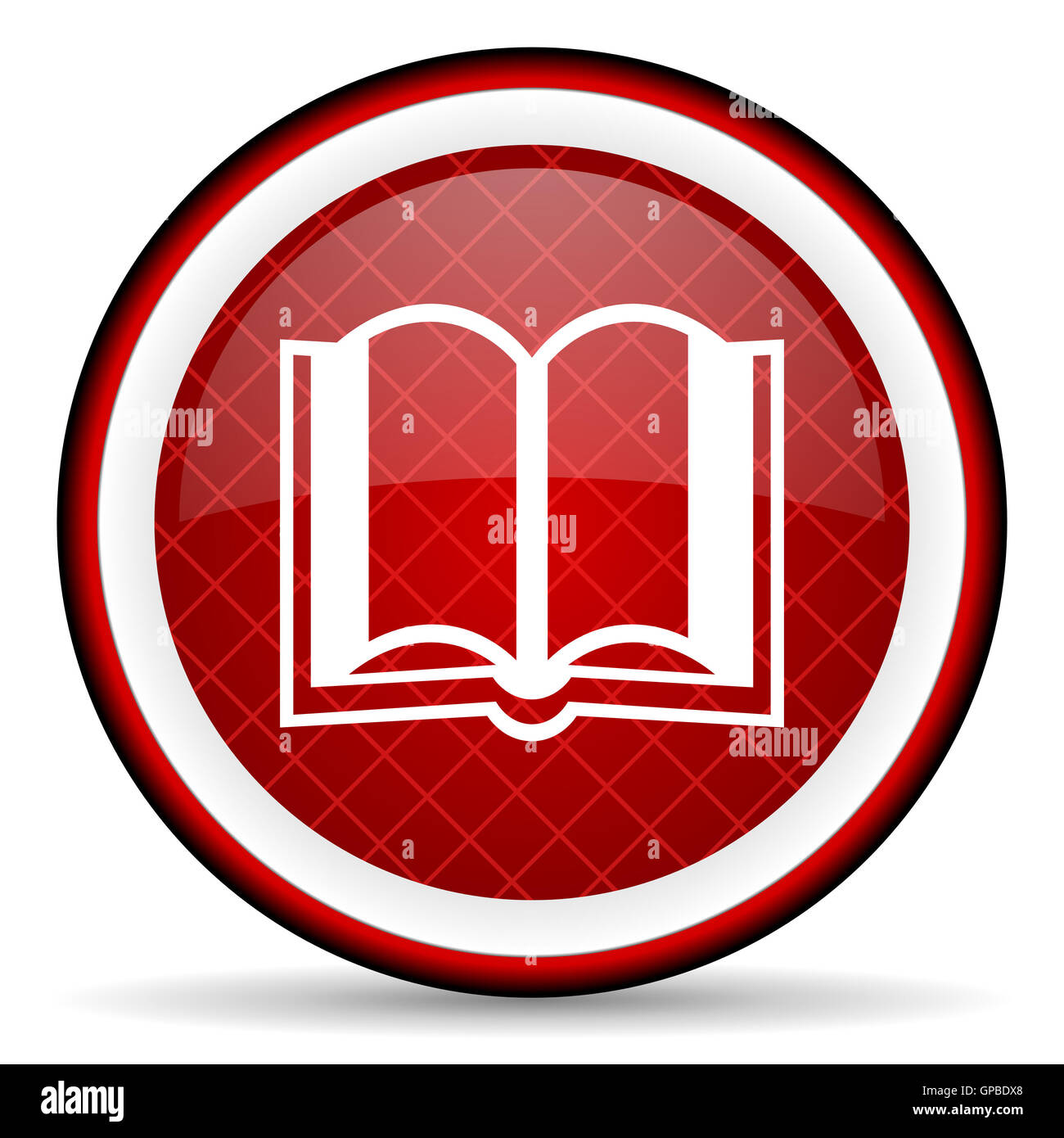 book red glossy icon on white background Stock Photo - Alamy