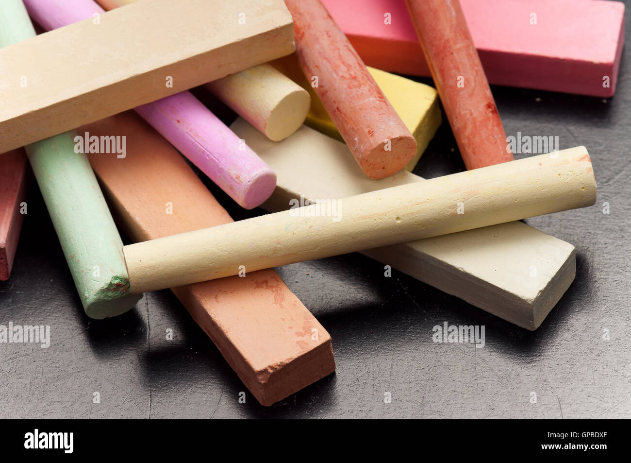 Chalkboard with colorful chalk Stock Photo - Alamy