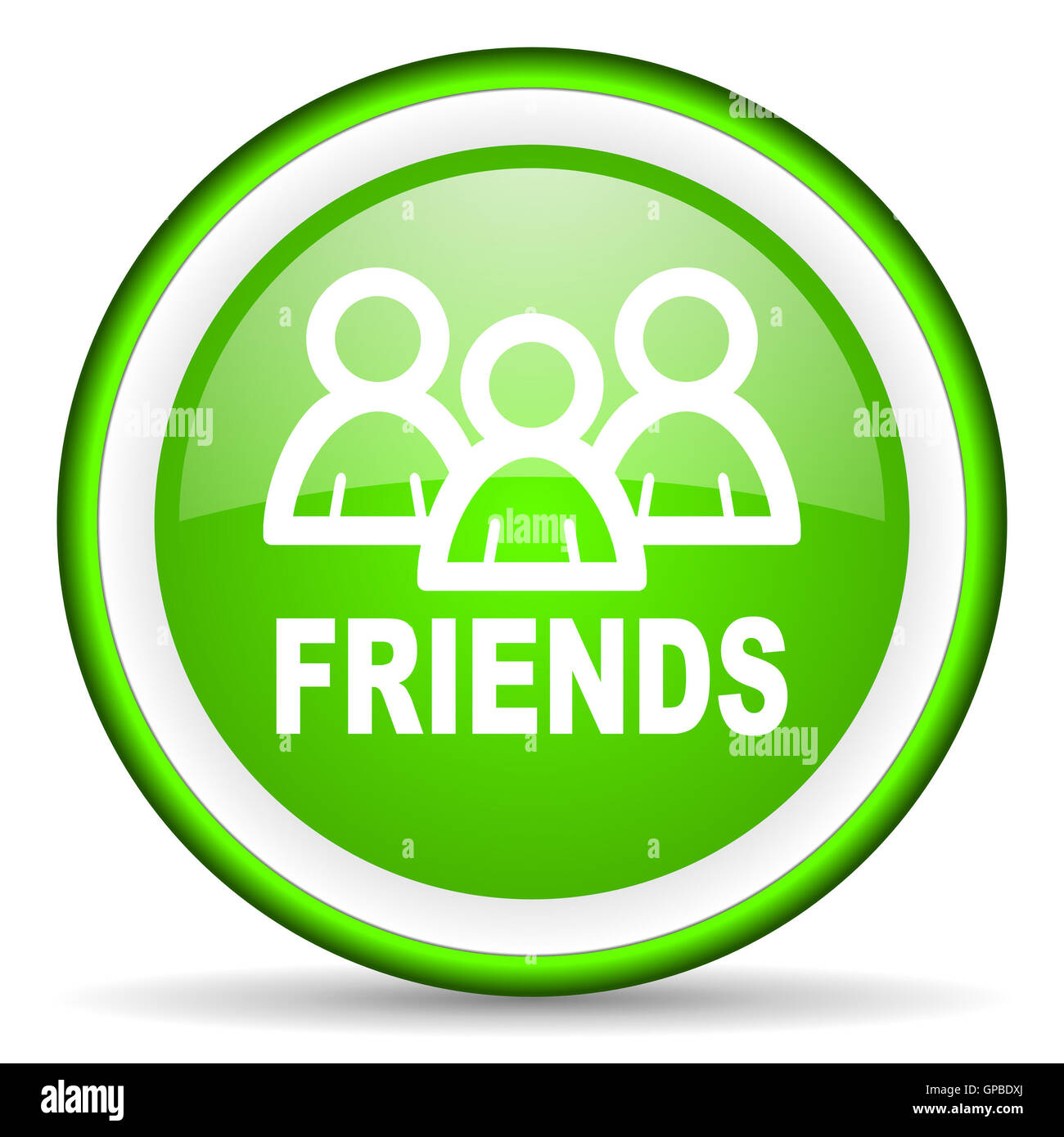 friends green glossy icon on white background Stock Photo - Alamy