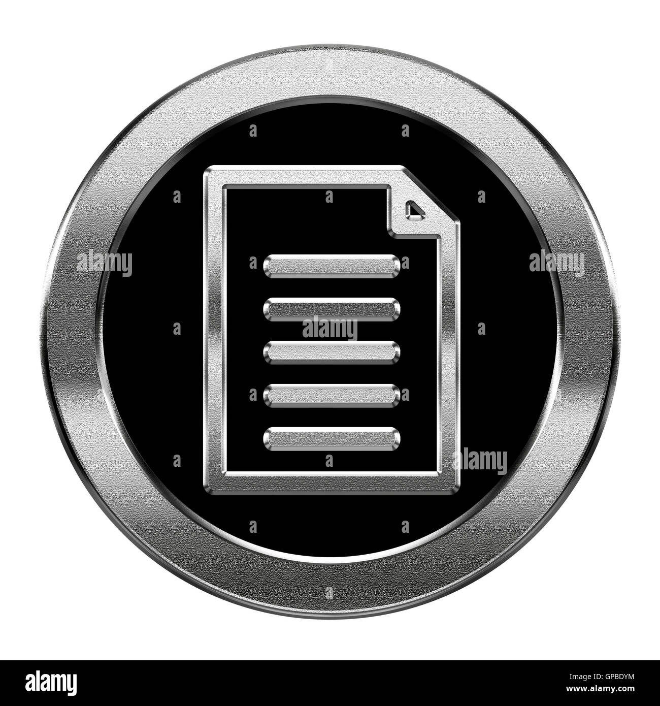 Document icon silver, isolated on white background Stock Photo - Alamy