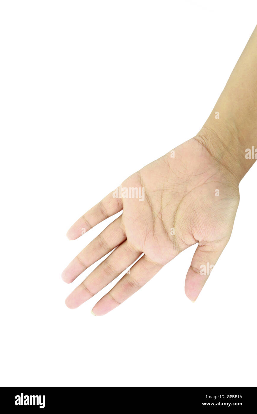 hand symbol that means five on white background Stock Photo - Alamy