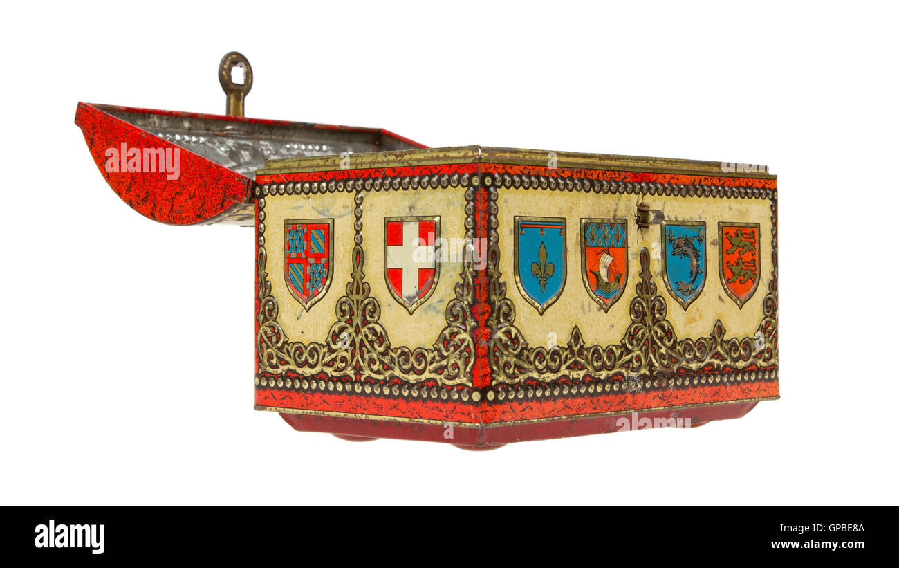 Very old metal chest, isolated Stock Photo - Alamy