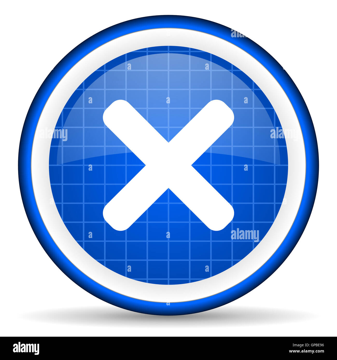 cancel blue glossy icon on white background Stock Photo - Alamy