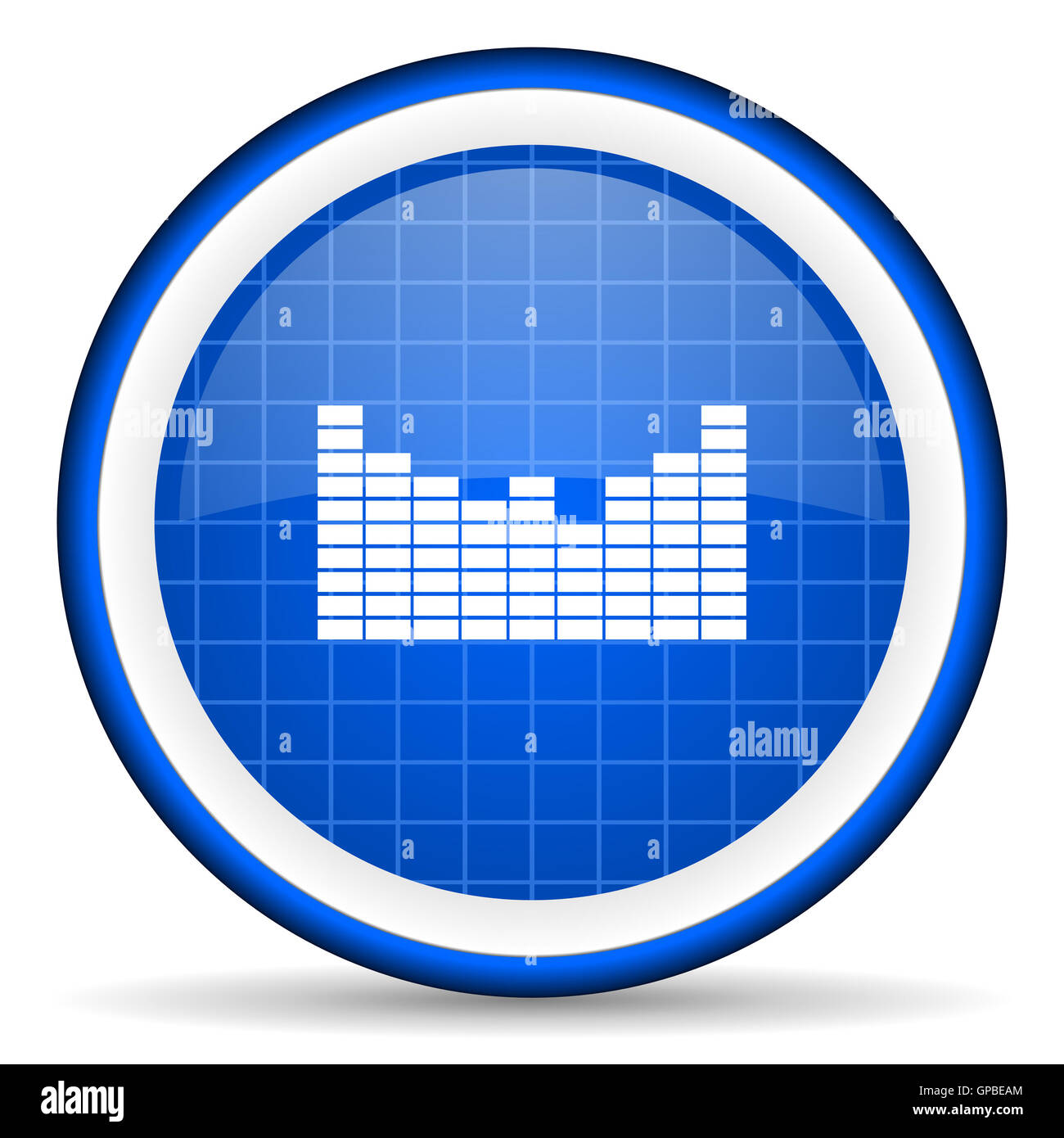 sound blue glossy icon on white background Stock Photo - Alamy