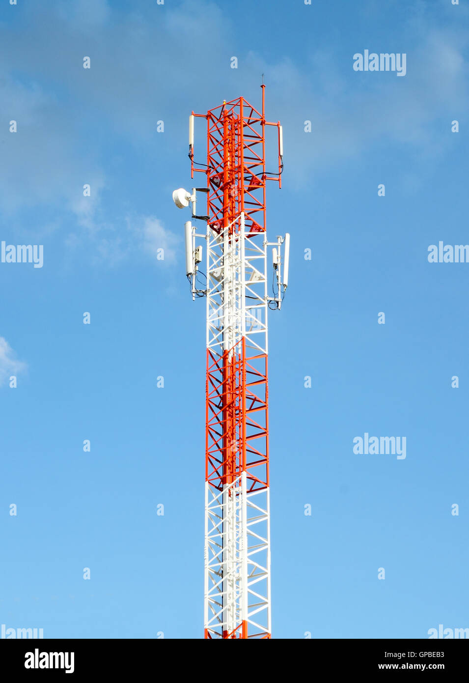 mobile telecommunication tower with blue sky Stock Photo - Alamy