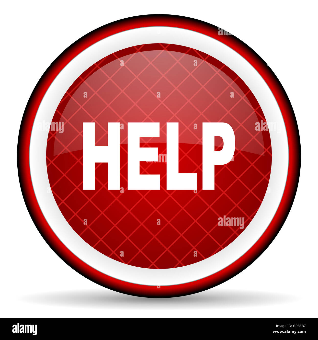 help red glossy icon on white background Stock Photo - Alamy