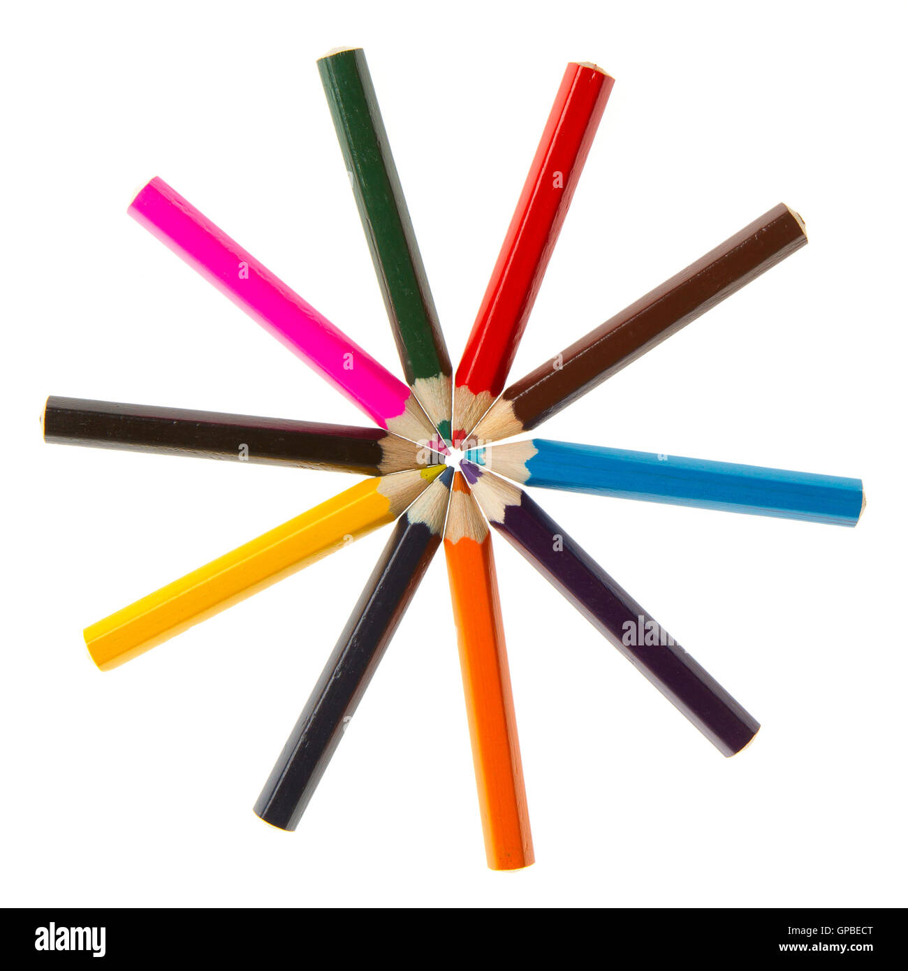 Ten different color pencils Stock Photo - Alamy