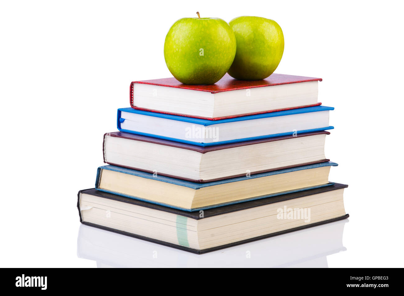 Back to school concept with books and apple Stock Photo - Alamy