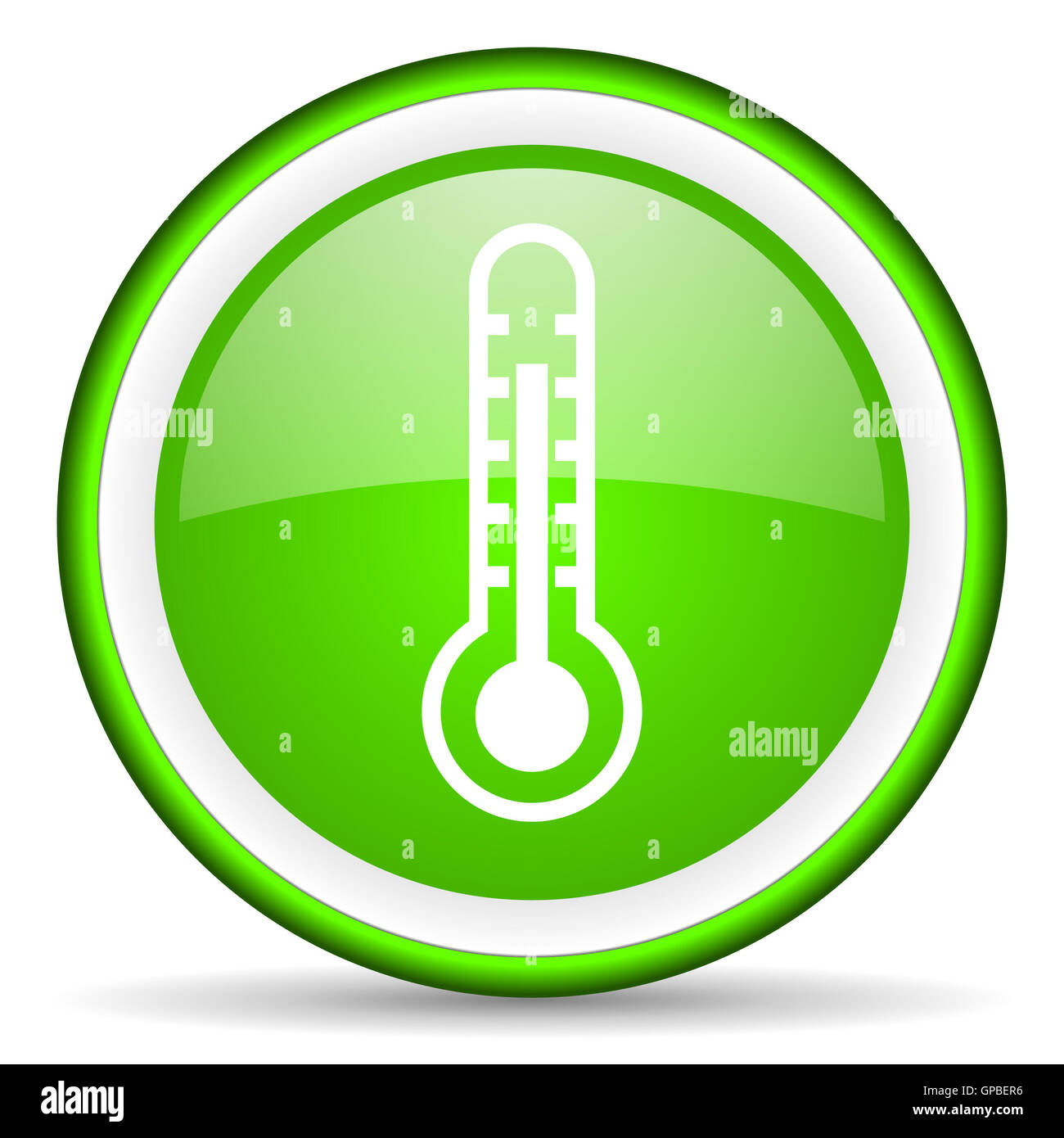thermometer green glossy icon on white background Stock Photo - Alamy