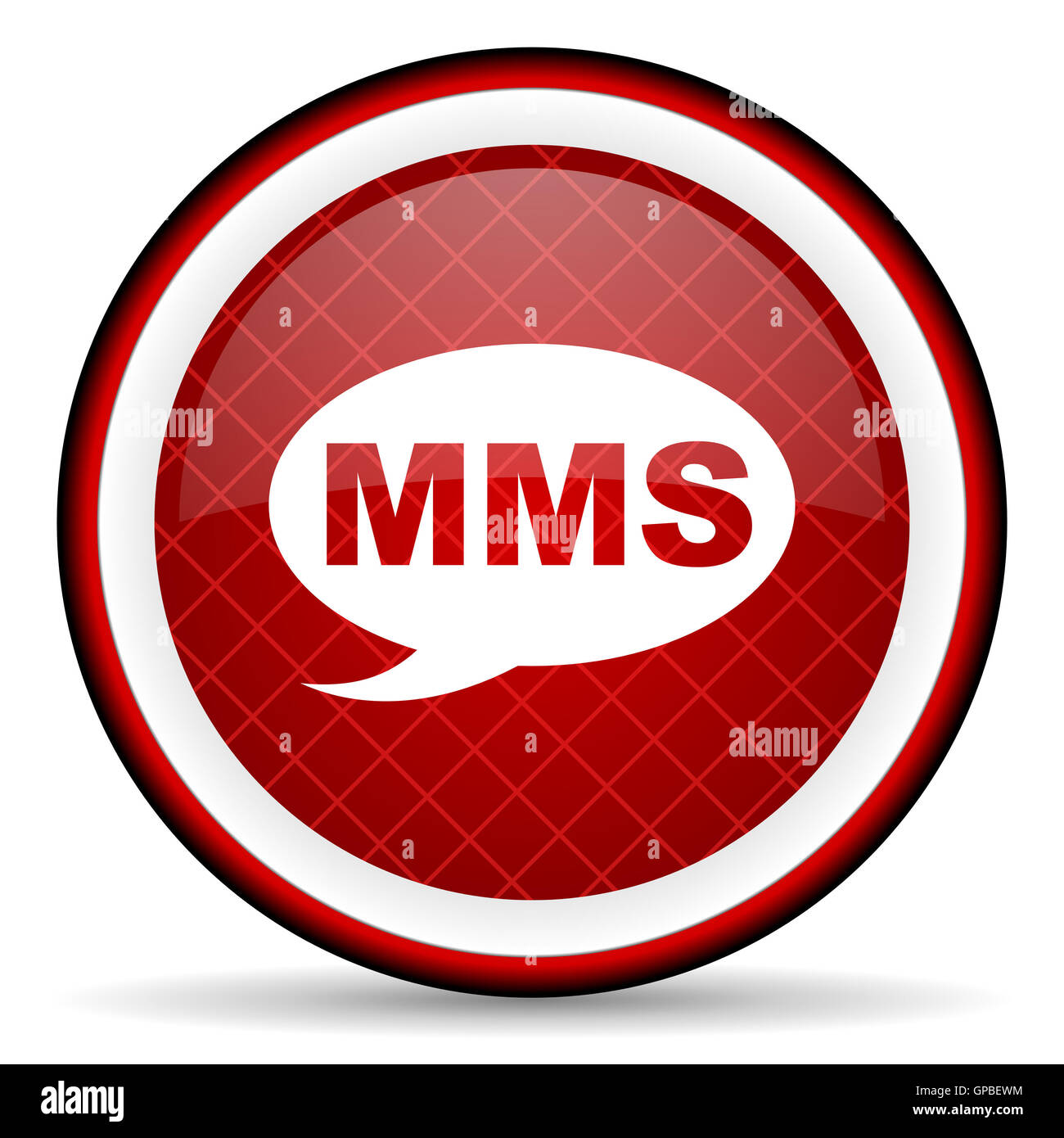mms red glossy icon on white background Stock Photo - Alamy