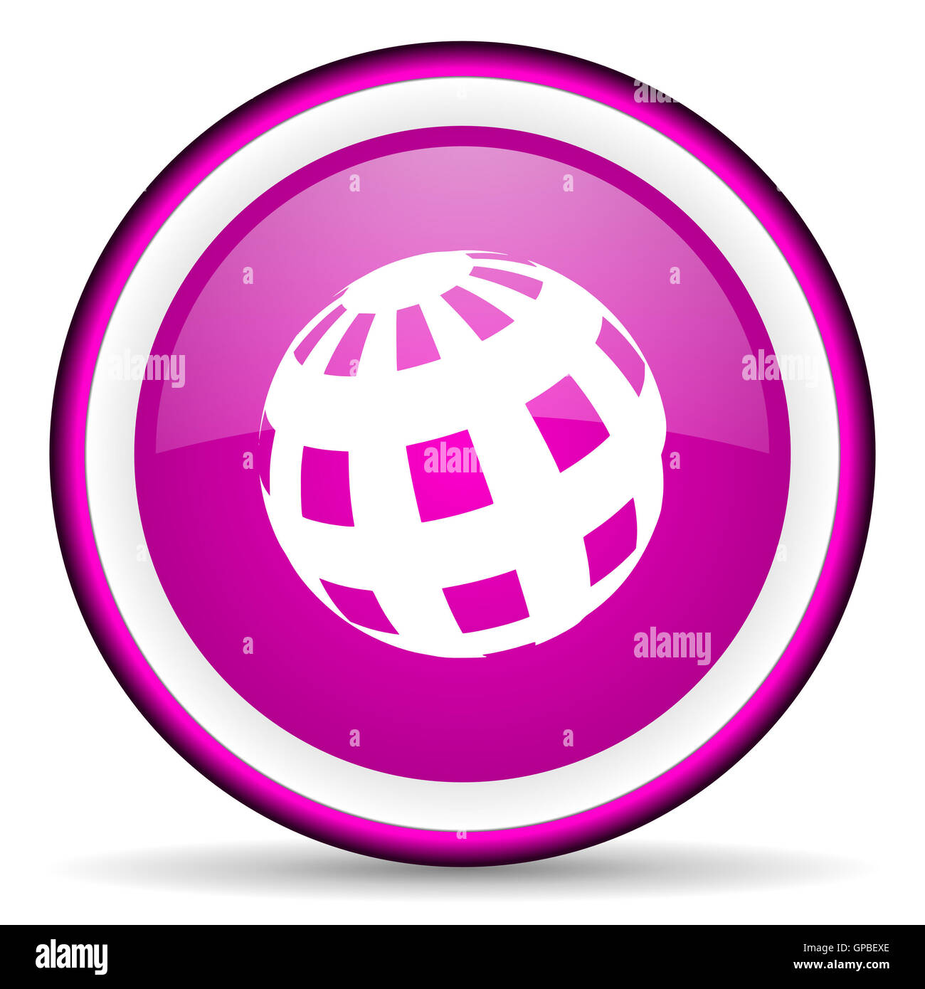 earth violet glossy icon on white background Stock Photo - Alamy