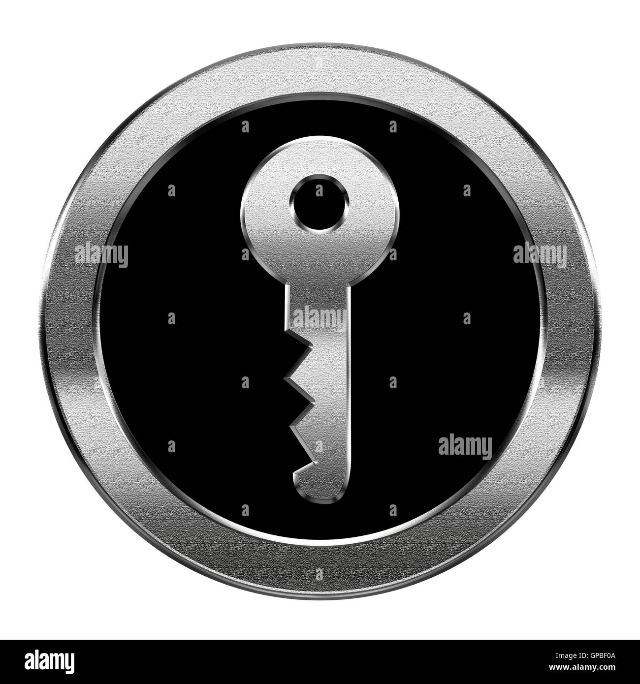 Key icon silver, isolated on white background Stock Photo - Alamy